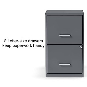STAPLES 2 Drawer Vertical File Cabinet, Locking, Letter, Graphite, 18-Inch D, 2/Pack (St52143-Ccvs)