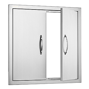 VEVOR BBQ Access Door 24W x 24H Inch, Grill Door Double Door Brushed Stainless Steel, Outdoor Kitchen Doors for BBQ Island Grilling Station