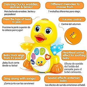 HOLA Toys for 1 + Year Old Girl Boy Dancing Walking Yellow Duck, 9 6 Month Old Baby Toys 6 to 12 Months, Crawling Learning Light Up Musical Toys for 1 Year Old Girl Birthday Gift Toddler Toys Age 1-2