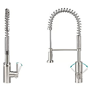 Miseno MNO281SS Miseno MK281A Professional Series Pre-Rinse Kitchen Faucet with Multi-Flow Spray Head - Includes Optional Deck Plate