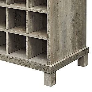 Home Source Small Bar Cabinet in Grey Wash with Glass Door