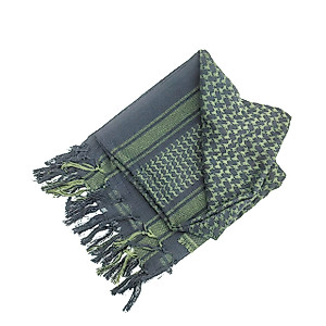 Luxns Military Shemagh Tactical Desert Scarf / 100% Cotton Keffiyeh Scarf Wrap for Men And Women/Black Green 43"x43"