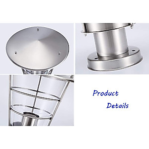 XMFXIAO Stainless Steel Silver Lawn Waterproof E27 Outdoor Acrylic Column Head lamp Modern Minimalist European Cylindrical lamp Garden Gate Street Park Home Villa Lighting Pillar lamp