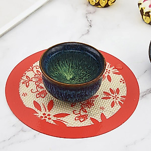 Round Silicone Baking Mats for Cake Pan - Food Grade Material, Reusable Silicone Mat for Baking Pan,Dough Roll Mats, Oven Liners for Bread/Tortilla/Macaron/Pastry/Pie/Bun/Pizza Pan (Yellow Red, 6PCS)