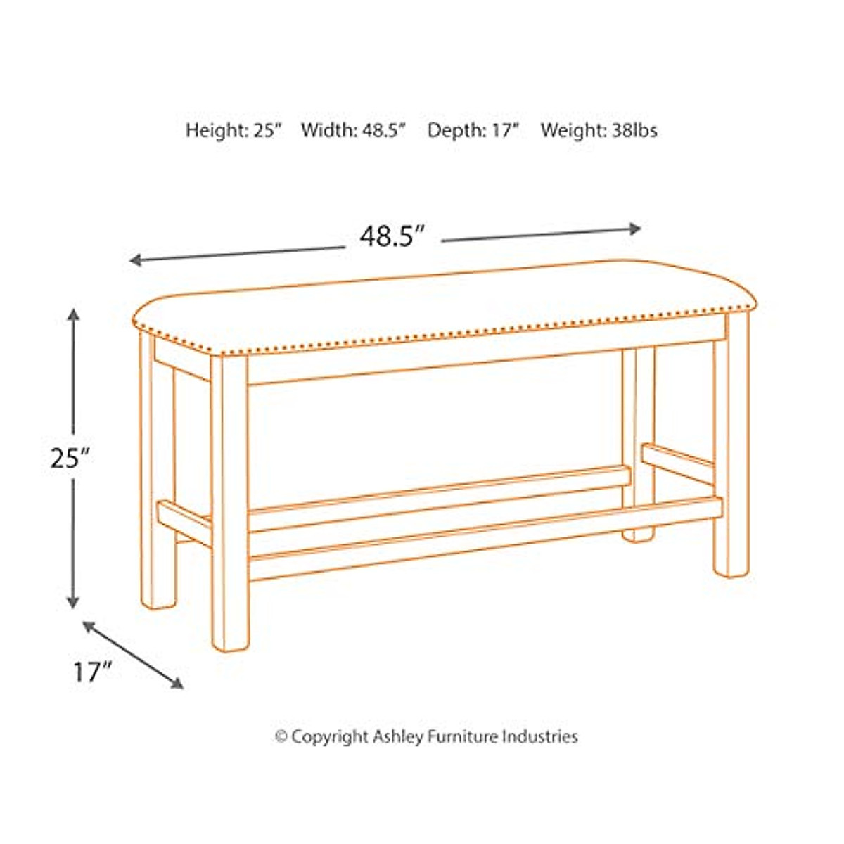 Signature Design by Ashley Morriville Counter Height Upholstered Dining Room Bench, Brown