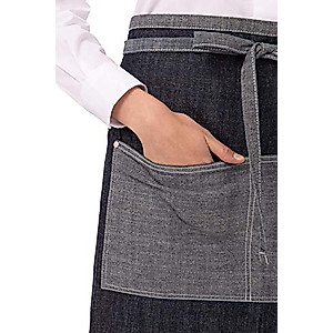 Chef Works Unisex Manhattan Half Bistro Apron, Indigo Blue, One Size