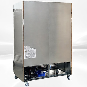 Commercial Freezer 2-Doors Solid Upright Reach in Two Section Stainless Steel NSF 54" Width, Capacity 47 Cuft, Bottom Mounted Restaurant Quality Kitchen Side by Side Cold -8°F