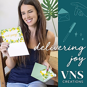 VNS Creations Lemon Thank You Cards with Envelopes & Stickers (50 pack, 5 Citrus Designs) - 4x6 Bridal Shower Thank You Cards for Citrus Themed Bridal Shower, Weddings, Kids Birthday, and Baby Shower