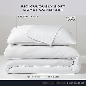 SHEEX Original Performance Cooling Duvet Cover Set, Lightweight King Duvet Cover with 2 King Pillow Shams, Bright White