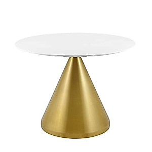 Modway Tupelo Round 40" Dining Table, 40 Inch, Gold White
