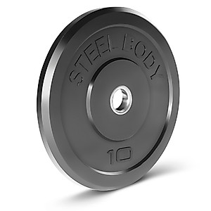 Steelbody Olympic Rubber Bumper Weight Plate - 10 lb. / 25 lb. / 35 lb. / 45 lb. Workout Weights, 10-Pound , Black