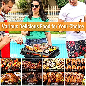 ORALNER Cast Iron Hibachi Grill, Portable Tabletop Grill with Double-Sided Grill Net, 2 Heights, Air Control & Coal Door, Small Outdoor BBQ Charcoal Grills, for Camping, Picnic