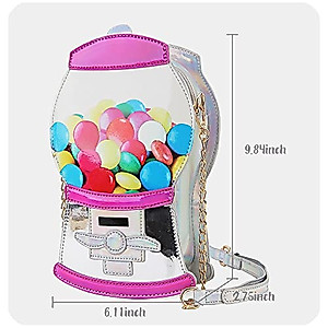 ENJOININ Gumball Machine Shaped Handbag for Women Novelty Crossbody Bag Cute Cartoon Girls' Shoulder Bag