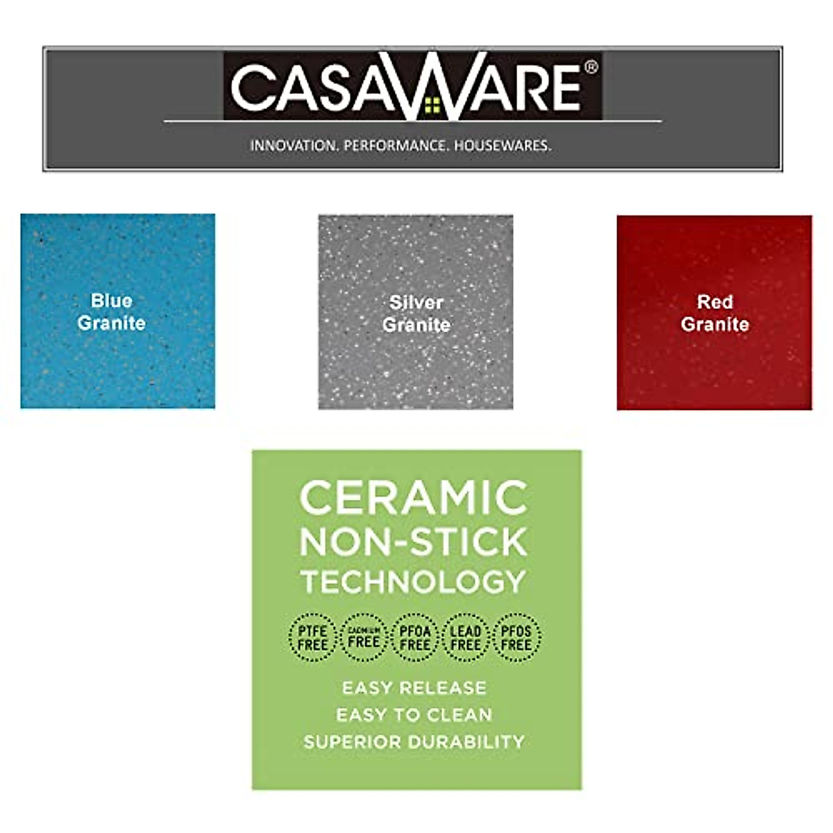 casaWare Jumbo Muffin Pan 6 Cup Ceramic Coated Non-Stick (Silver Granite)