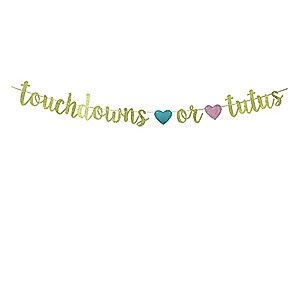 JENSENLIN Touchdowns or Tutus Gender Reveal Banner,Shiny Paper Banner Decor for Boy or Girl Baby Shower Gender Reveal Party Decorations Supplies.(glitter)
