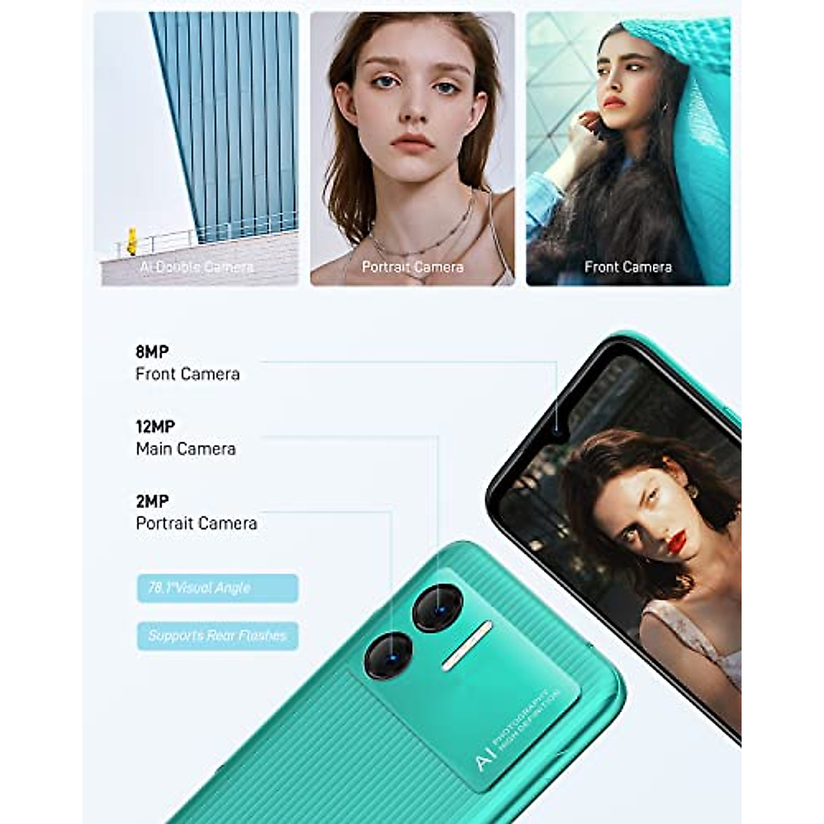 DOOGEE Android Phone 2023, X98 PRO 9GB+64GB Android 12 Cell Phones, Helio G25 Octa Core, Dual 4G Phones Unlocked, 6.5" FHD+ Display Smartphone, 4200mAh, Face ID, T-Mobile, US Version