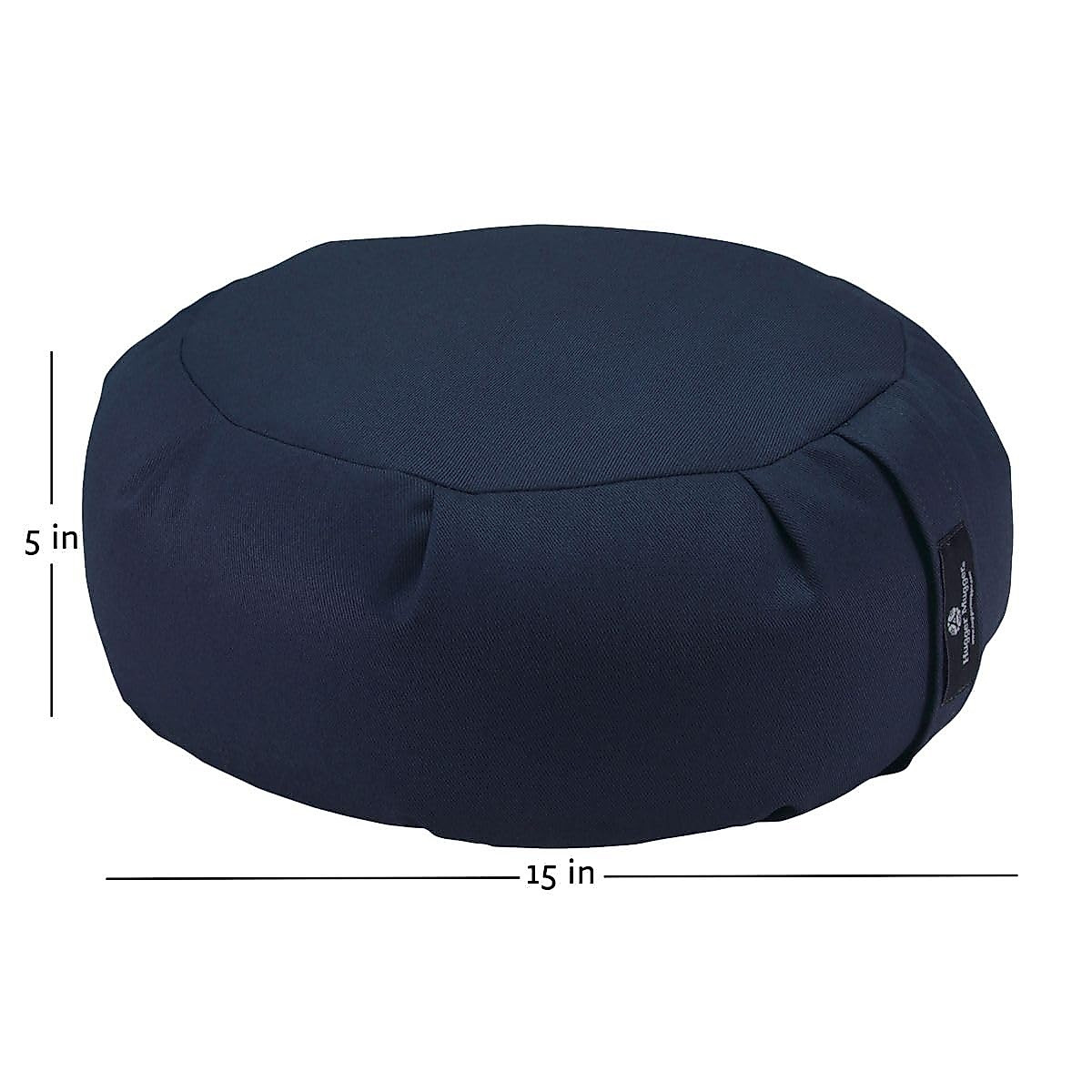 Hugger Mugger Zafu Meditation Cushion - Blue - Support in Cross-Legged Sitting, Buckwheat filled, Durable Fabric, Convenient Handle, Handmade in USA