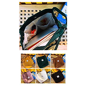 MODANA Corduroy Tote Shopping Bag with Interior Pocket, Reusable Washable and Ecofriendly, Perfect Totes for Shopping Travelling School and So on (Beige)