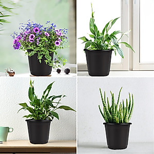 Augshy Nursery Pots, 110 Pcs Black Plastic Plant Pots 4 Inches Seed Starting Pots Containers with 110 Labels