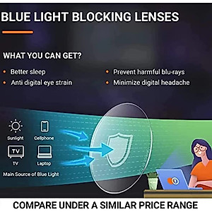 EYLRIM Round Blue Light Glasses Thick Circle Frame Clear Lens Non Prescription Eyewear(01 Black)