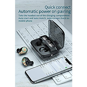 Wireless Earbuds, Bluetooth 5.1 Headphones 180 Hours Playtime Earphones with Microphone, in Ear Headset IPX7 Waterproof Earbuds Noise Cancelling, LCD Display for Sports/Working