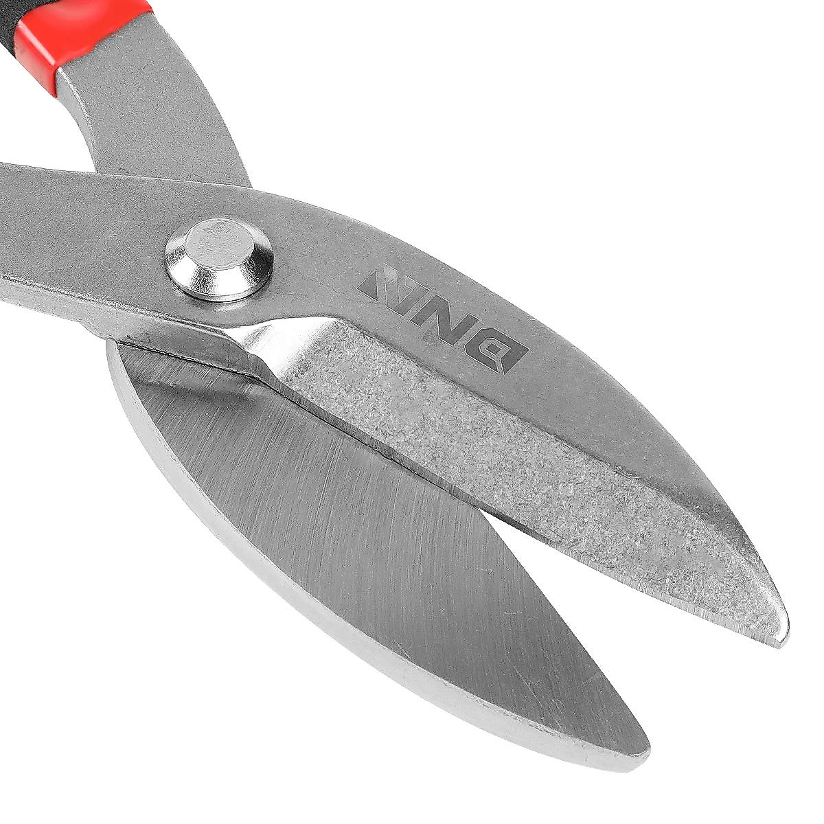 DNA Motoring TOOLS-00119 Straight Cut Tin Snip Shears, Heavy Duty High Carbon Steel with Vinyl-Dipped Handles, 10", Black/Red