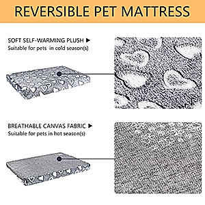 VANKEAN Dog Crate Mat Reversible Cool and Warm, Stylish Dog Bed for Crate with Waterproof Inner Linings and Removable Machine Washable Cover, Firm Support Dog Pad for Small to XX-Large Dogs, Grey