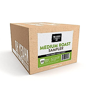 Two Rivers Coffee Medium Roast Coffee Pods, Compatible with K Cup Brewers Including 2.0, Assorted Variety Sampler Pack, 40 Count