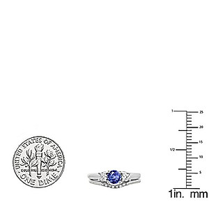 Dazzlingrock Collection 5mm Round Tanzanite & White Diamond 3 Stone Wedding Ring Set for Women in 14K Gold