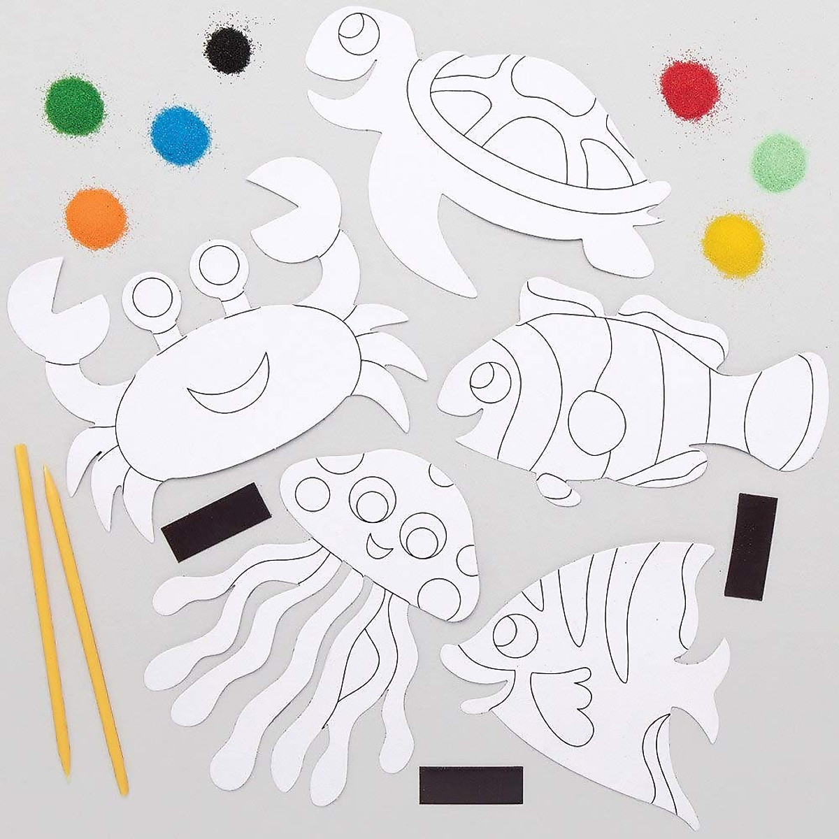 Baker Ross AT939 Sealife Sand Art Magnet Kits, for Kids Arts and Crafts Projects (Pack of 6), Assorted