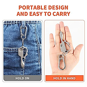 Generic 24- in-1 Key Shaped Pocket Tool, multitool key with key chain, Outdoor keychain tool for Drill Drive, Screwdriver, file, Wrench, Ruler, Bottle Opener,Wrench, Stripping, etc (Silver)