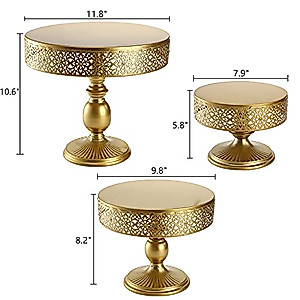Peohud 3 Pack Metal Cake Stand, Round Dessert Holder, Cupcake Pastry Candy Display for Wedding, Anniversary, Birthday Party, 8"/10"/12"