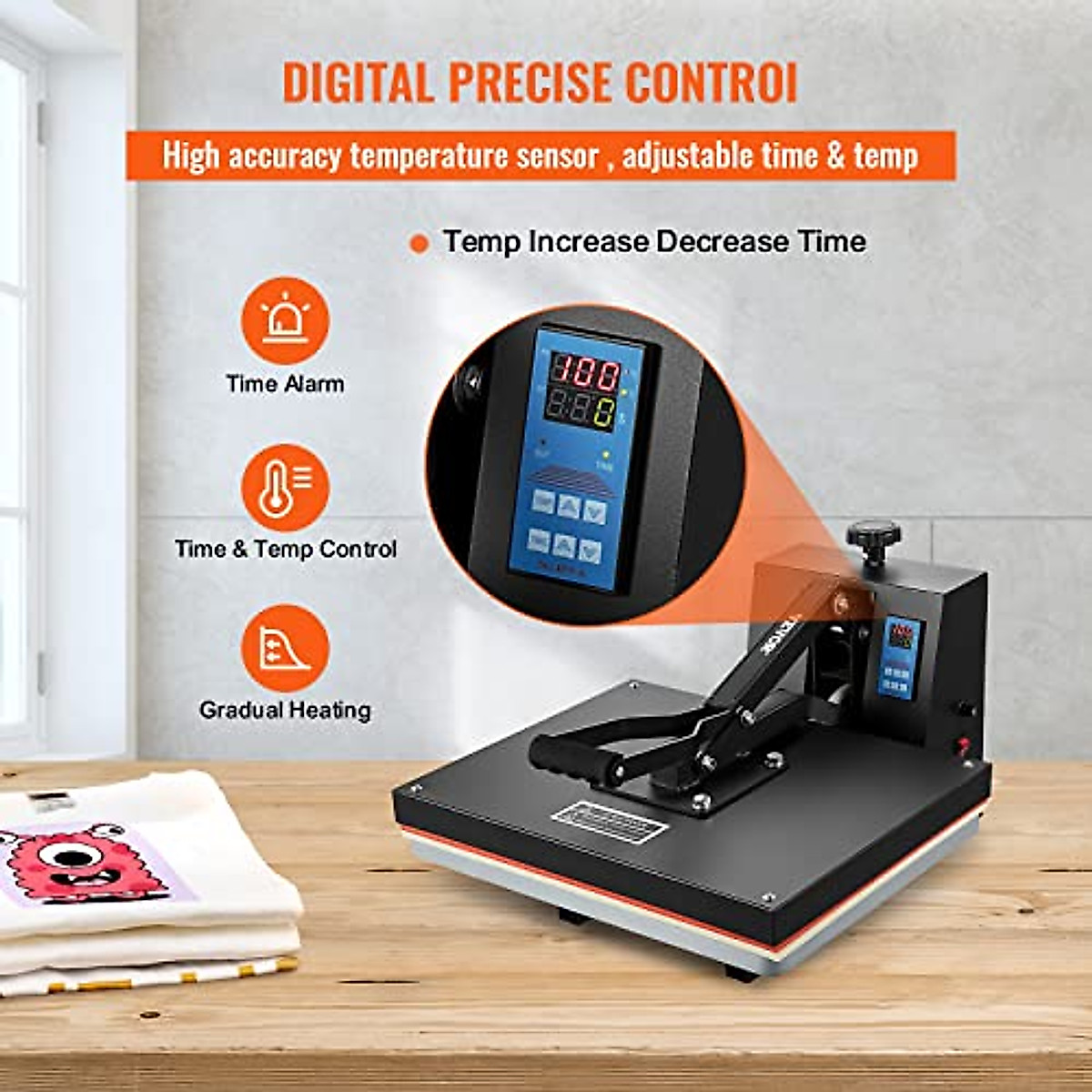VEVOR Heat Press 16x20, 1700W Power Heat Press Machine, Fast Heating, High Pressure Heat Press Machine for T-Shirt, Digital Industrial Sublimation Printer for Heat Transfer Vinyl, Easy to Use, Black