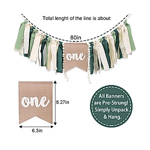 Wild One Highchair Banner, Jungle Highchair Banner, Safari Birthday，high Chair Banner First Birthday Boy，one High Chair Banner Boy Party Decorations（green）
