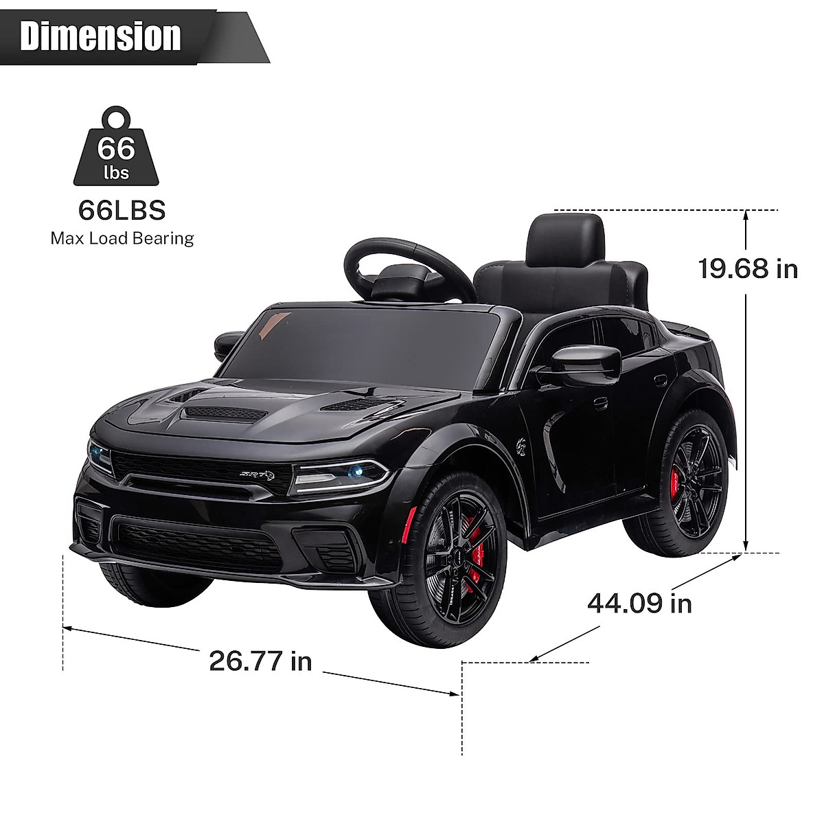 YOFE Electric Car for Kids,12V 7A Battery Powered Kids Electric Vehicle for Boys & Girls,Licensed Dodge Charger Ride on Toys with Remote Control,MP3,USB,Bluetooth,LED Light
