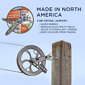 Ben-Mor Strata Outdoor Clothesline Pulley Ball Bearing Style - 6.5” Heavy Duty Metal, Rustproof Silver Pulley for Clothes Line Outdoors, Outdoor Laundry Line Pulley for Clothes,Coats, Blankets(1 unit)