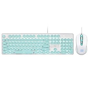LexonElec Wired Keyboard and Mouse Combo,104 Keys White LED Backlit Punk Keycap Ergonomic Pro Gaming Keyboard,1600DPI 4 Buttons Optical Gaming Mice for Laptop PC (Mint Green)