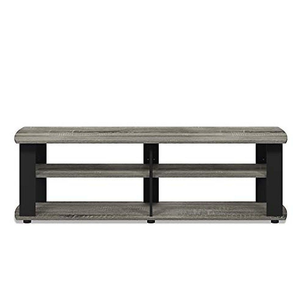 FURINNO Nelly Entertainment Center TV Stand, Short 43.3"(W) x13.4(H) x13.1(D), French Oak Grey/Black