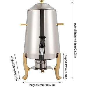 19L Stainless Steel Coffee Chafer Urn Hot Drinks Dispenser Hot Water Dispenser, With Spigot, For Home, Hotels, Restaurants, or Parties, Gold