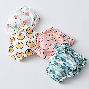 Tiger007 4 Pack Cotton Potty Training Pants for Boys Girls, Learning Designs Training Underwear Pants 12M-4T (12 Month, D)