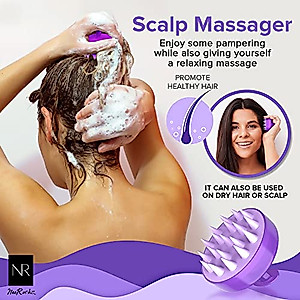 NeeRockz - Silicone Body Scrubber and Scalp Massager Set, 3-Inch Scalp Exfoliator and Dual-Sided 31.5-Inch Back Scrubber for Shower, Ergonomic Hair Massager and Bath Scrubber