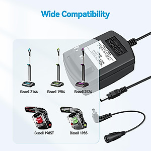 CJP-Geek Charger Adapter Replacement for Bissell AirRam Cordless Hard Floor Stick 1610982 Hand Vacuum Cleaner 2524 2144 1984 19841 19844 1985 1985T K12S270050U Power Supply Cord