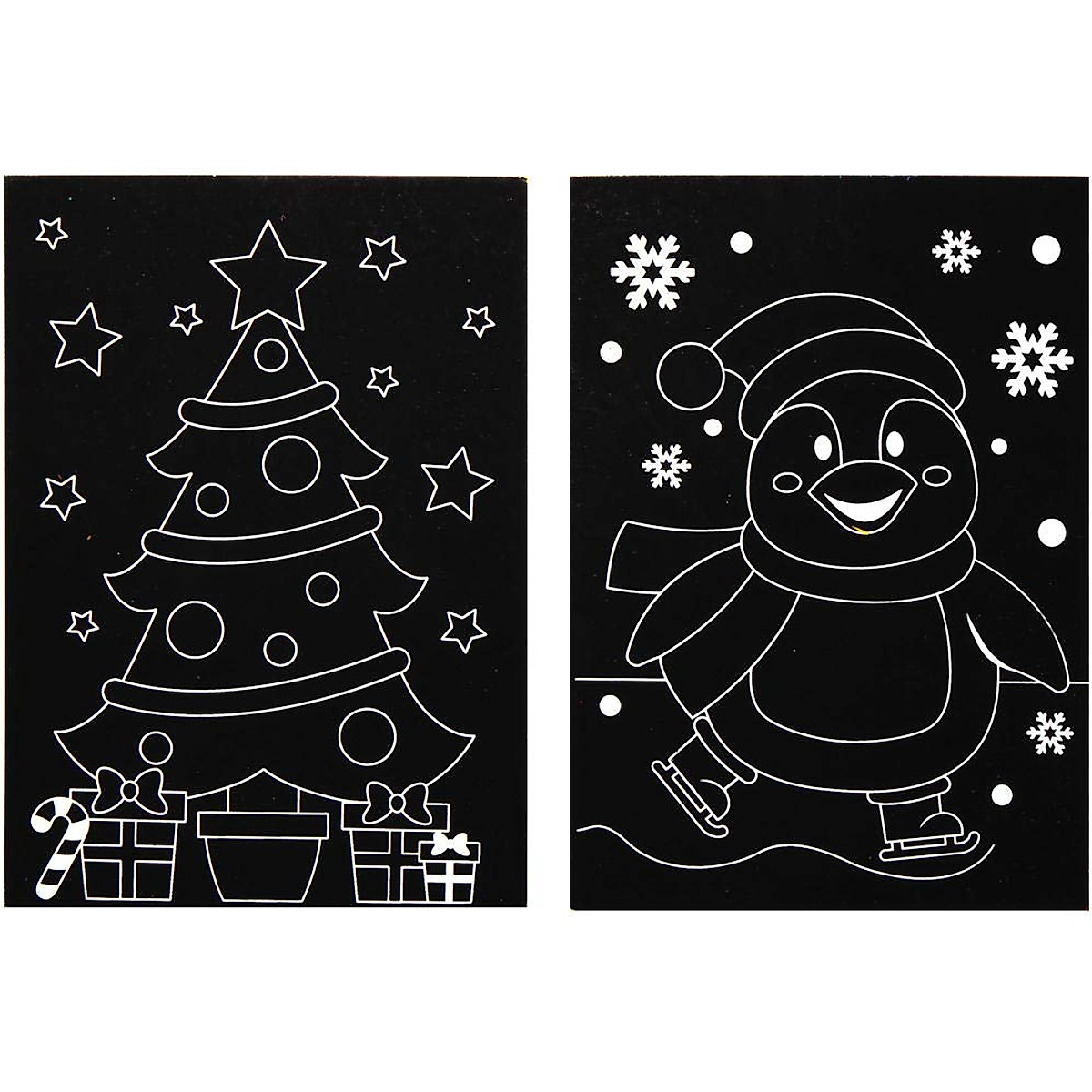Baker Ross AX489 Christmas Scratch Art Picture Kits - Pack of 10, Ideal for Kids Arts and Crafts, Educational Toys and Gifts for Children