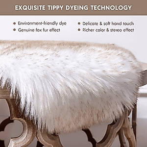 Phantoscope Fluffy Soft Faux Fox Fur Area Rugs for Bedroom Livingroom Kids Room Decor, Shaggy Fur Rugs Anti-Skid, White Brown, 2 x 3 Feet
