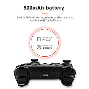 Wireless Switch Pro Controller for Nintendo Switch with Adjustable Turbo Function,Dual Vibration Function,Gyro 6-Axis and High Battery Life. Remote Gamepad Joystick for Switch Console, Red&Blue