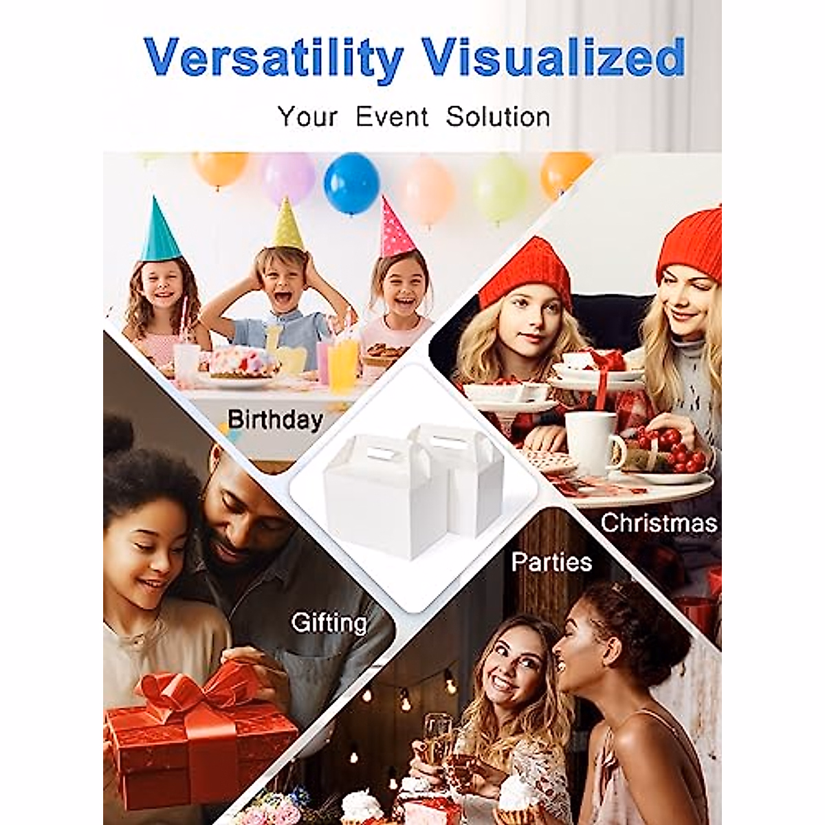 Shallive 25 Pcs Large Treat Boxes 9x6x6 Inch White Gable Gift Boxes with Handle Kraft Lunch Boxes Recycled Paper Gift Bags Take Out Cookie Boxes Welcome Boxes Candy Bags For Wedding Birthday Party Supplies