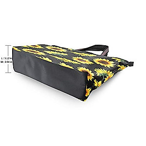QMXO Summer Flowers Sunflowers Black Handbags and Purse for Women Tote Bag Large Capacity Top Handle Shopper Shoulder Bag