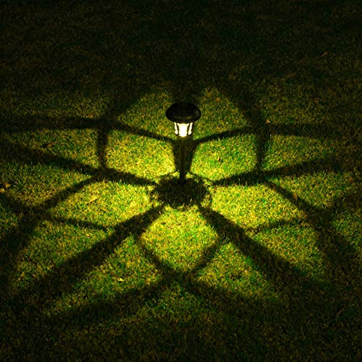 BEAU JARDIN 8 Pack Solar Landscape Pathway Lights Bright Outdoor Garden IP65 Waterpoof Stakes Metal Glass Stainless Steel Auto On/Off Powered LED Lighting Decorative for Yard Walkway Warm White BG308