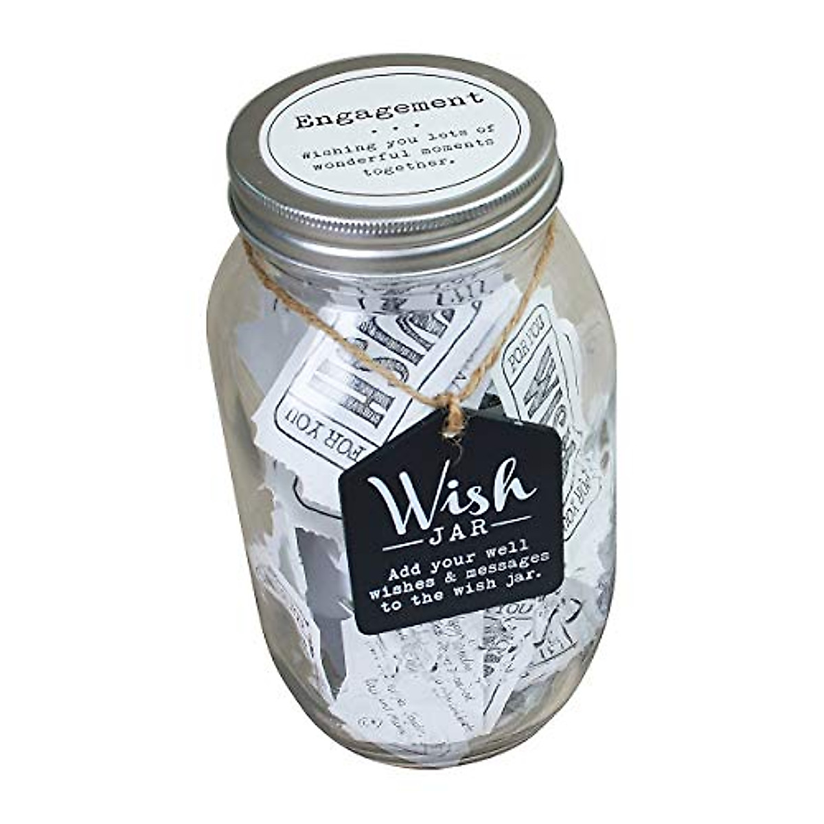 Top Shelf Engagement Wish Jar With 100 Tickets, Pen, and Decorative Lid