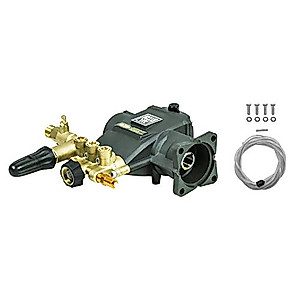 AAA 90037 Horizontal Triplex Plunger Replacement Pressure Washer Pump Kit, 3700 PSI, 2.5 GPM, 3/4" Shaft, Includes Hardware and Siphon Tube, for Industrial Gas Powered Machines, Black